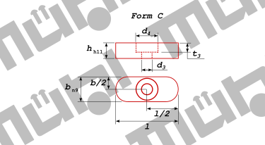 MÜHL | DIN 6885 C / ISO 2491 Passfedern mit Bohrung Form C | Material: C 45 K | Oberfläche: blank